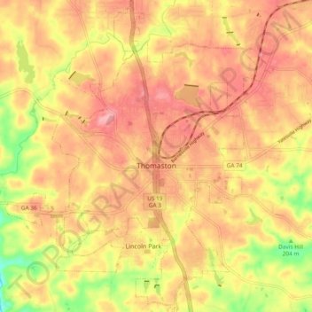 Thomaston topographic map, elevation, terrain