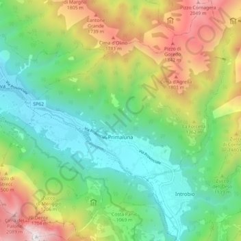 Primaluna topographic map, elevation, terrain