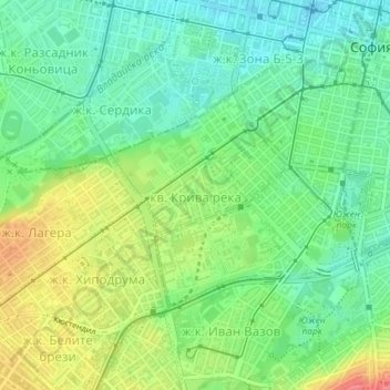 kv. Kriva reka topographic map, elevation, terrain