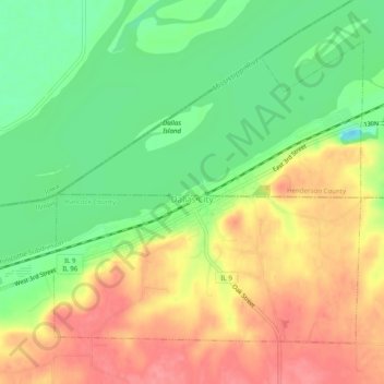 Dallas City topographic map, elevation, terrain