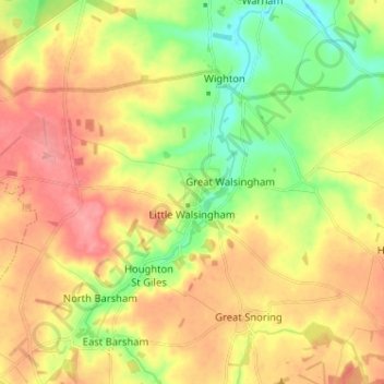 Walsingham topographic map, elevation, terrain