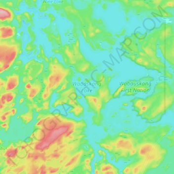 Wabaskang Lake topographic map, elevation, terrain