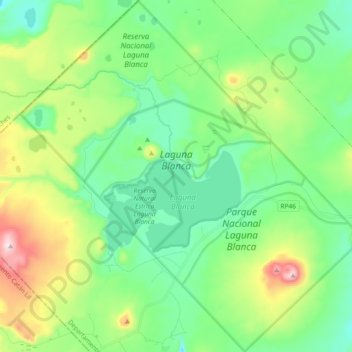 Parque y Reserva Nacional Laguna Blanca topographic map, elevation, terrain