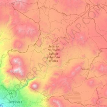 Reserva Nacional Salinas y Aguada Blanca topographic map, elevation, terrain