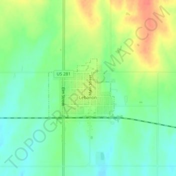 Lebanon topographic map, elevation, terrain
