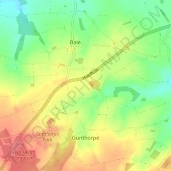 Gunthorpe topographic map, elevation, terrain