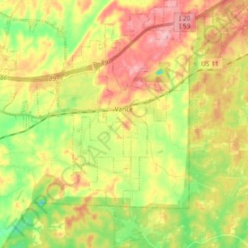 Vance topographic map, elevation, terrain