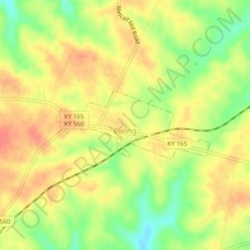 Ewing topographic map, elevation, terrain