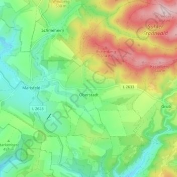 Oberstadt topographic map, elevation, terrain