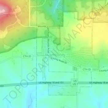 Village of Blue Mounds topographic map, elevation, terrain