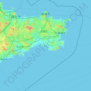 Weihai topographic map, elevation, terrain