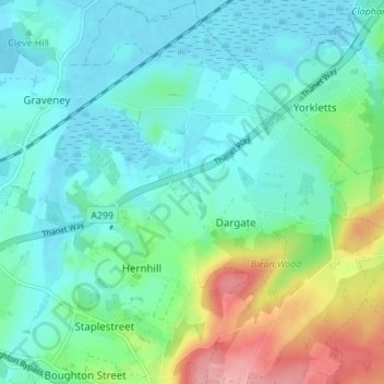 Hernhill topographic map, elevation, terrain