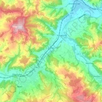 Signau topographic map, elevation, terrain