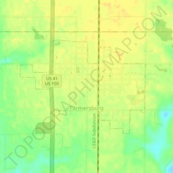 Farmersburg topographic map, elevation, terrain