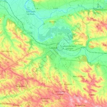 Lavaur topographic map, elevation, terrain