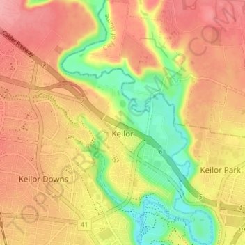 Keilor topographic map, elevation, terrain
