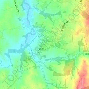 Waterford topographic map, elevation, terrain
