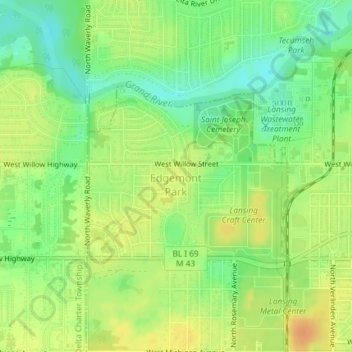 Edgemont Park topographic map, elevation, terrain