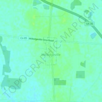 Milledgeville topographic map, elevation, terrain