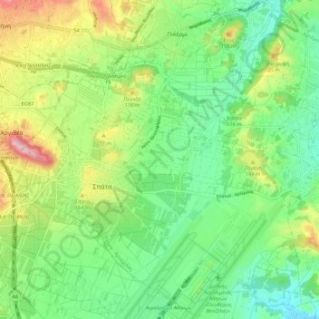 Spata-Loutsa Municipal Unit topographic map, elevation, terrain