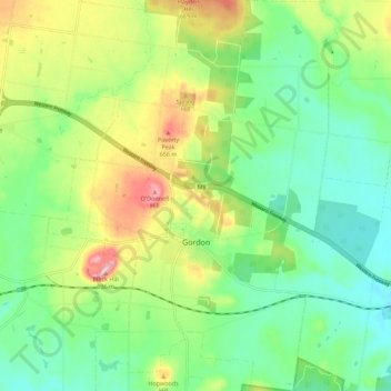 Gordon topographic map, elevation, terrain
