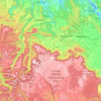 Meander Valley topographic map, elevation, terrain
