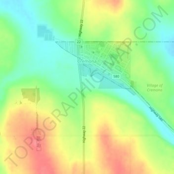 Village of Cremona topographic map, elevation, terrain