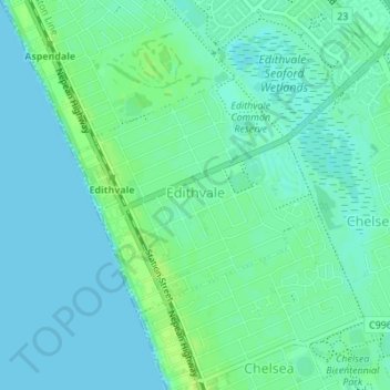 Edithvale topographic map, elevation, terrain