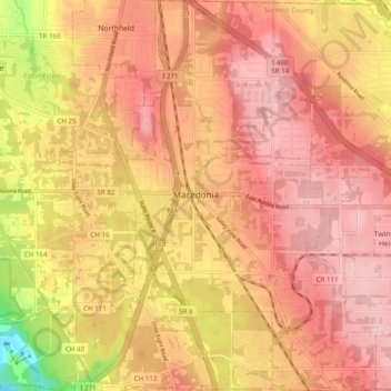 Macedonia topographic map, elevation, terrain