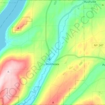 Town of Middlesex topographic map, elevation, terrain