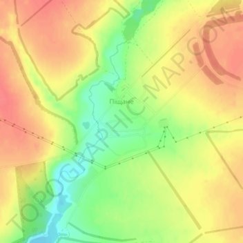 Pishchane topographic map, elevation, terrain