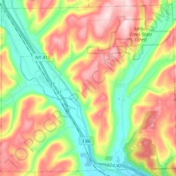 Town of Campbell topographic map, elevation, terrain