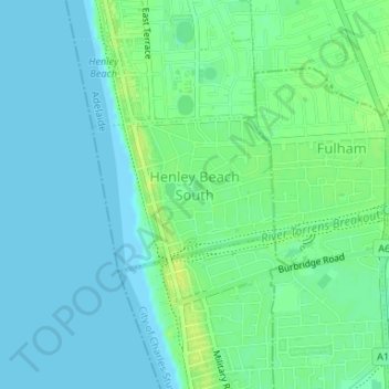 Henley Beach South topographic map, elevation, terrain