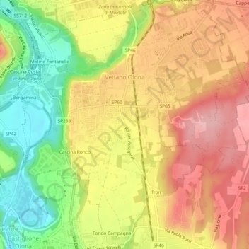 Vedano Olona topographic map, elevation, terrain