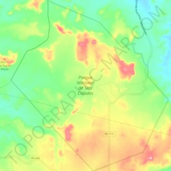 Parque Nacional de Sete Cidades topographic map, elevation, terrain