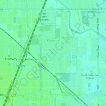Phoenix topographic map, elevation, terrain
