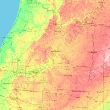 St. Joseph River topographic map, elevation, terrain