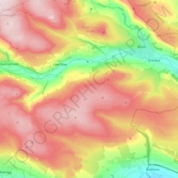 Grinton topographic map, elevation, terrain