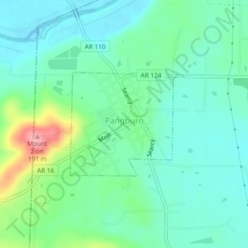 Pangburn topographic map, elevation, terrain