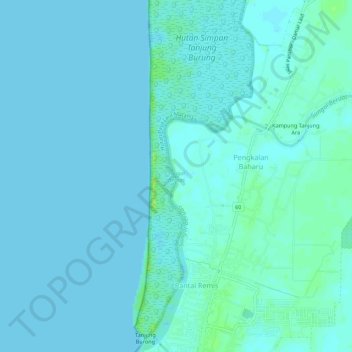 Sungai Beruas topographic map, elevation, terrain