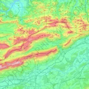 Parc naturel Thal topographic map, elevation, terrain
