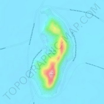 Isla del Pescado topographic map, elevation, terrain