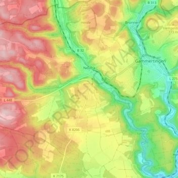Neufra topographic map, elevation, terrain