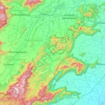 Andipatti topographic map, elevation, terrain