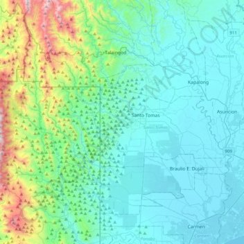 Tuganay River topographic map, elevation, terrain