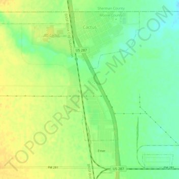 Cactus topographic map, elevation, terrain