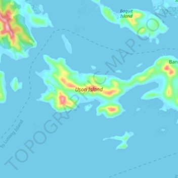 Uson Island topographic map, elevation, terrain