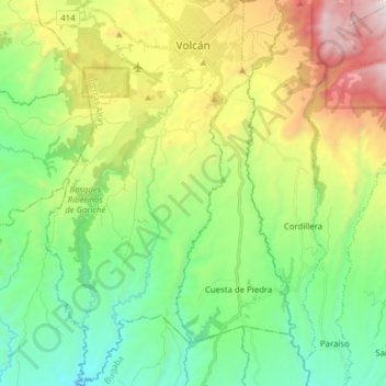Volcán topographic map, elevation, terrain