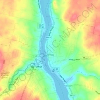 Randolph topographic map, elevation, terrain
