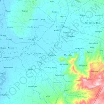 Isabela topographic map, elevation, terrain